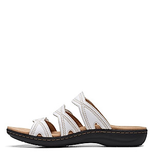Clarks Women's Laurieann Ayla Flat Sandal, White Leather, 8
