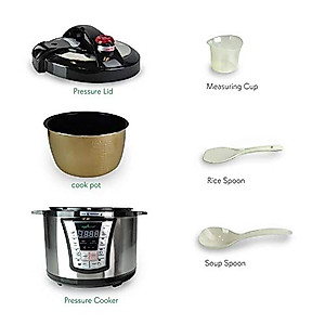 NutriChef Electric Pressure 5 Quart Programmable Multi-Cooker with Digital Display | R Accessory, 5 Qt Capacity, Stainless Steel