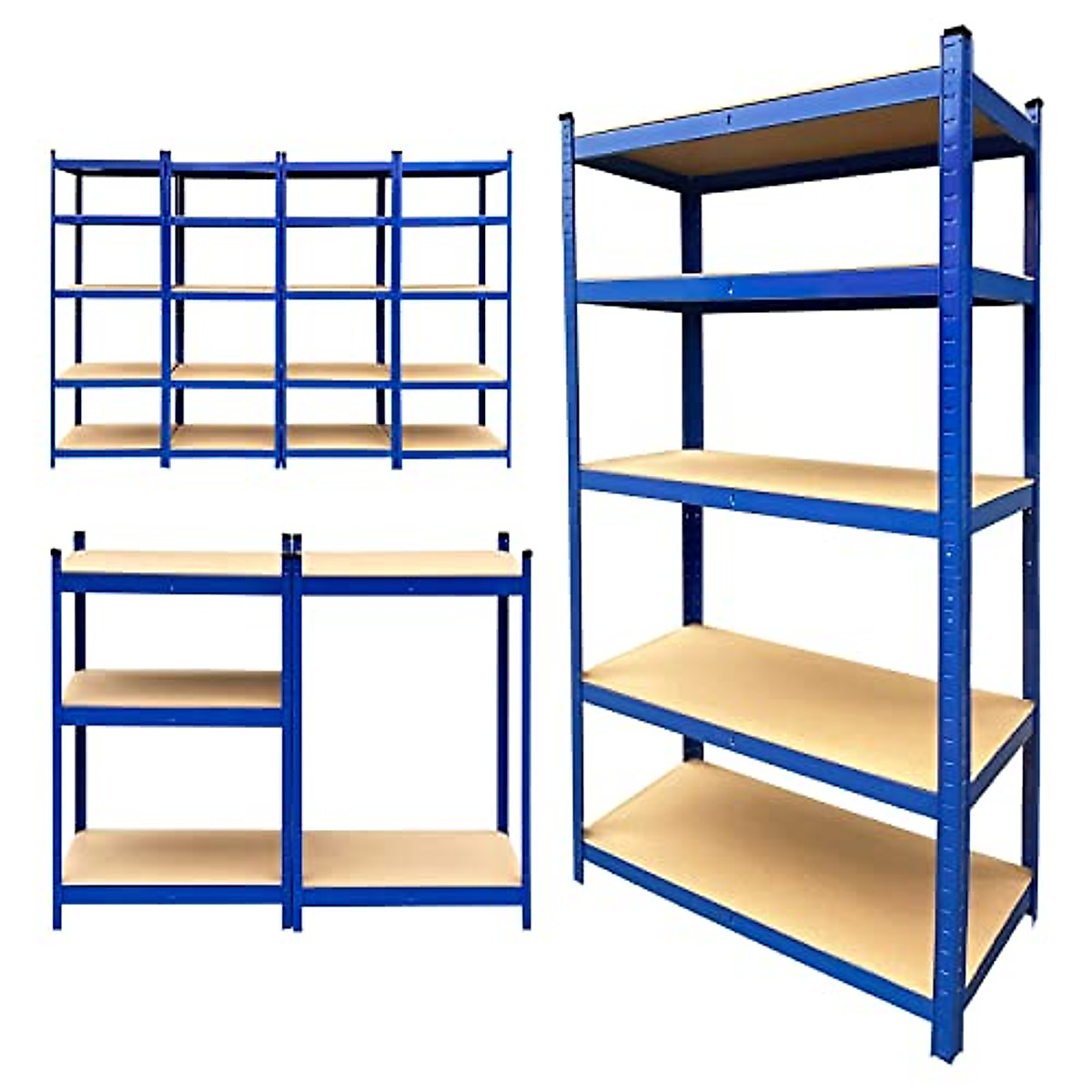 Vandise 5-Shelf Shelving Unit with MDF Boards, Adjustable Steel Shelve, 59H x 28W x 12D inch, 386lbs Loading Capacity per Shelf, Shelving Units and Storage for Kitchen and Garage (Blue)