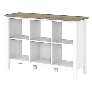 Bush Furniture Mayfield 6 Cube Bookcase in Shiplap Gray/White - Engineered Wood