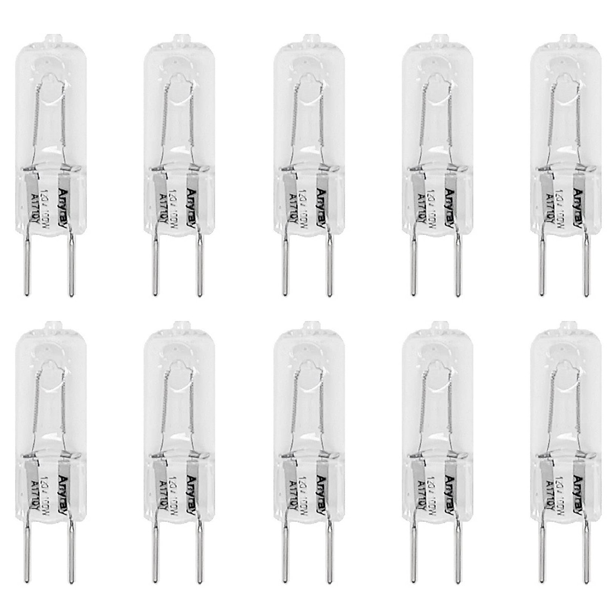 Anyray (10)-Pack 100W G8 100-Watt 130V T4 JCD Bi-Pin GY8.6 T4 Halogen Light Bulb