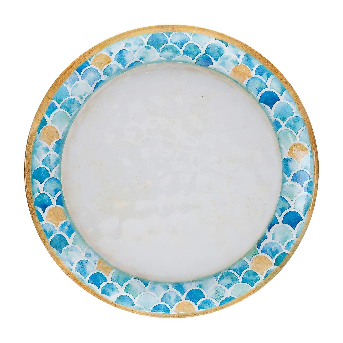 UPware 16-Piece Melamine Dinnerware Set, Includes Dinner Plates, Salad Plates, Dessert Plates, Bowls, Service for 4. (Mermaid)