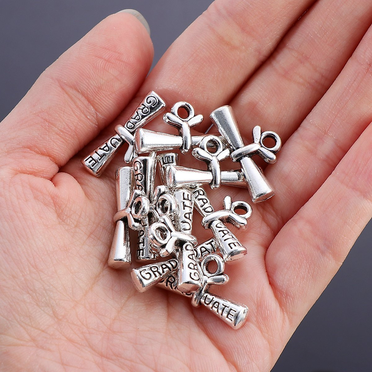BinaryABC Graduation Charms Pendant,Graduation Diploma Pendants,for Charm Bracelets Chain Necklace Craft Gifts 50Pcs
