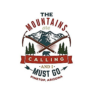 Pinetop, Arizona, The Mountains are Calling and I Must Go, Bear, Contour Press (Canvas Deluxe Tote Bag, Faux Leather Handles & Zip Pocket)