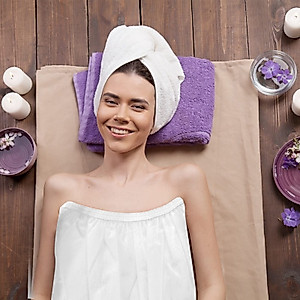 10 Pcs Disposable Spa Wrap Non-Woven Bath Wrap Disposable Spa Wrap Bathrobe Sauna Bath Skirt Sweat Steaming with Adjustable Closure Wrap Bathrobe Disposable Robes for Salon Spa Beauty (Thick White)