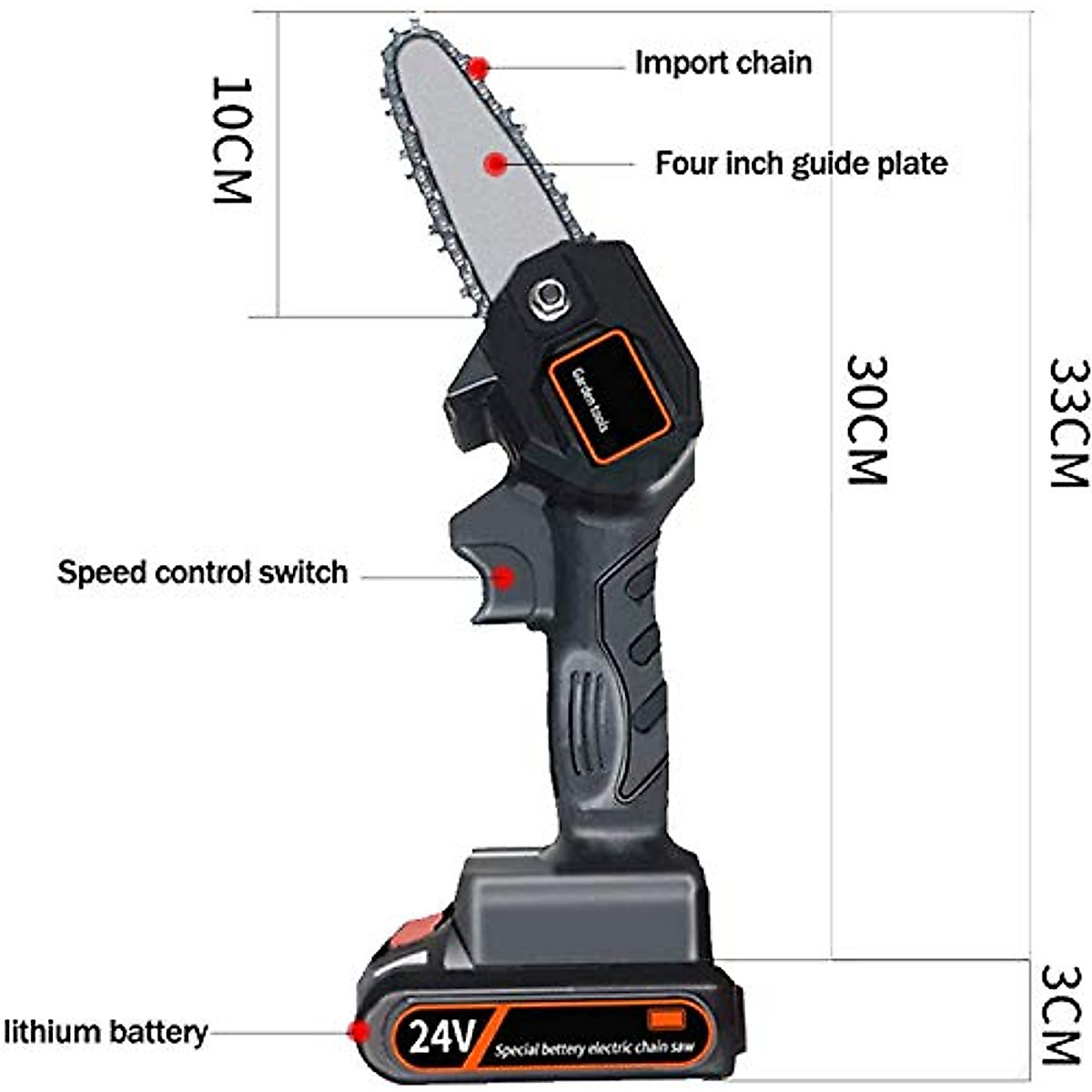 Cordless Chainsaws, Portable 24V Chainsaws, 4 inch Handheld Chainsaws, Mini Chainsaws, electric garden shears, Rechargeable, for Tree Trimming, Wood Cutting tool