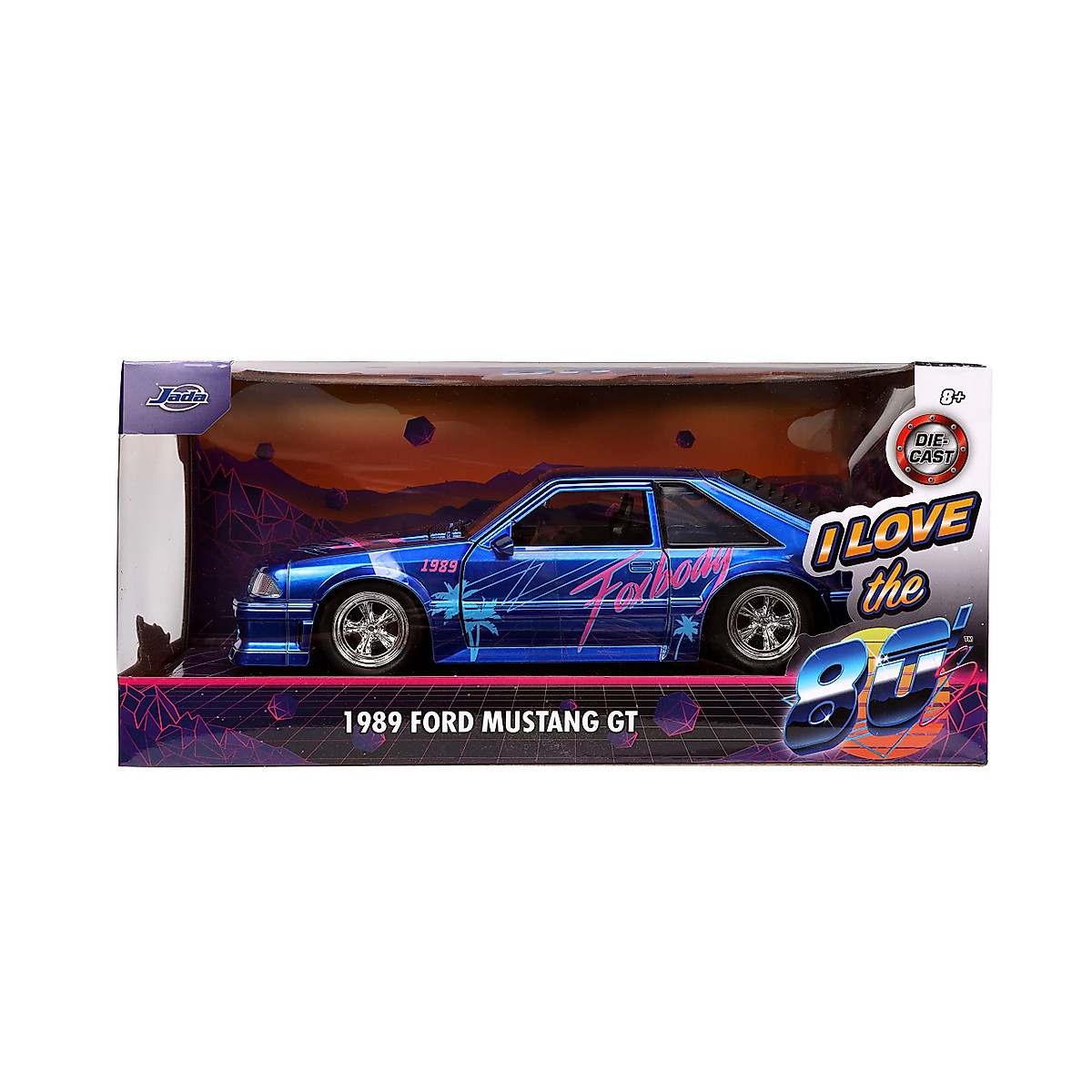 Jada Toys I Love The 80’s 1:24 1989 Ford Mustang GT Die-Cast Car, Toys for Kids and Adults, Blue