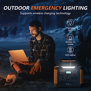 NGTeco Portable Power Station, 500W Solar Generator (Solar Panel Not Included) with LED, 519Wh Backup Lithium Battery for Outdoors Camping Travel Hunting Home Blackout