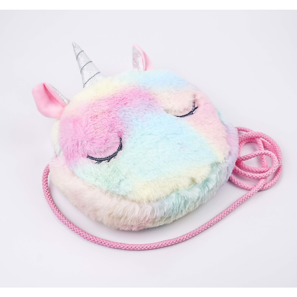 2pcs Little Girl Unicorn Purses Toddler Purses,1pcs Mermaid Bag with Cat Ear Hair Clips/Elastic Hair Ties and Plush keychain