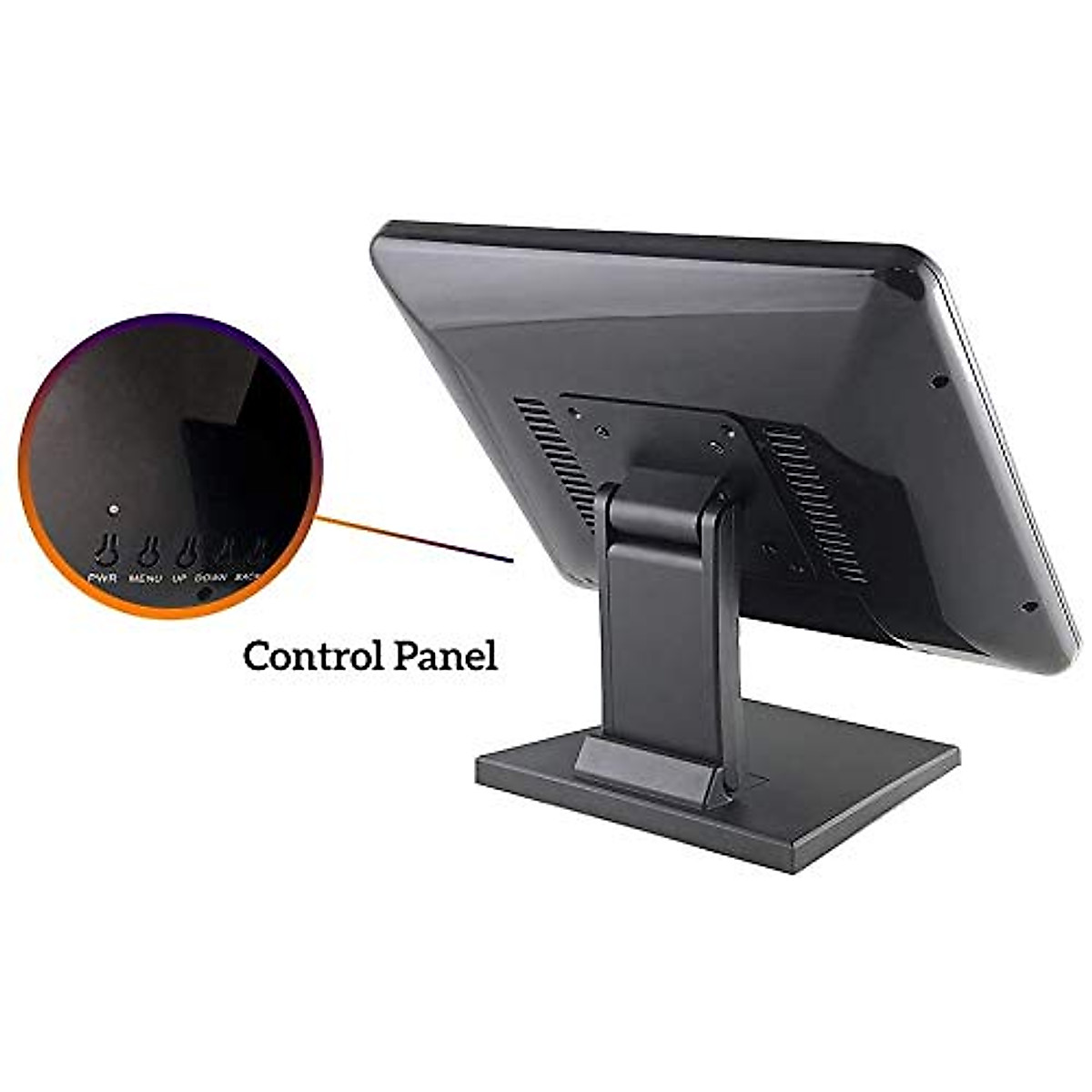 15-Inch Capacitive LED Backlit Multi-Touch Monitor, True Flat Seamless Design Touchscreen with Metal POS Stand, for Office, POS, Retail, Restaurant, Bar, Gym, Warehouse