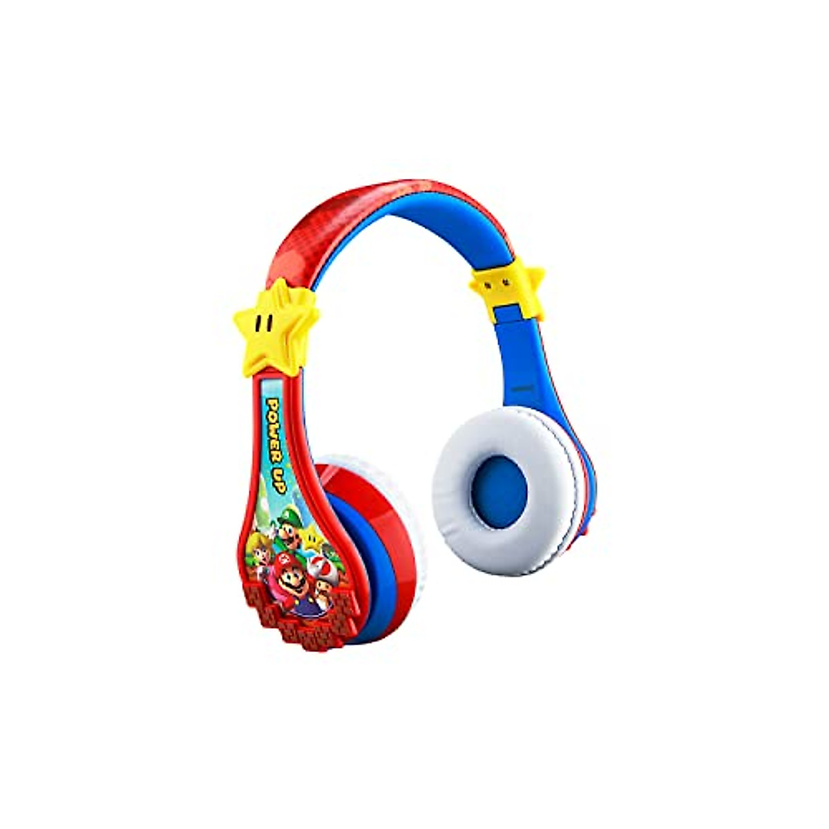 eKids Super Mario Wireless Bluetooth Portable Kids Headphones with Microphone, Volume Reduced to Protect Hearing Rechargeable Battery, Adjustable Kids Headband for School Home or Travel