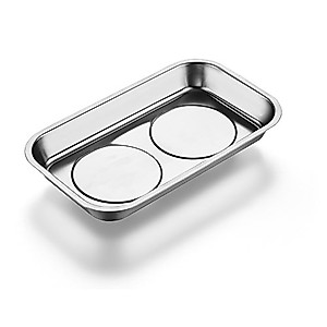 Jsbrothers Stainless Steel Heavy Duty 5.5''L x 9.5"W x 1.125'' Deep Magnetic Screws Tools Parts Tray Holder