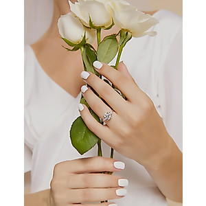 EAMTI 2CT 925 Sterling Silver Engagement Rings for Women Round Cut 3-Stone Promise Rings for Her Cubic Zirconia CZ Wedding bands Size 7