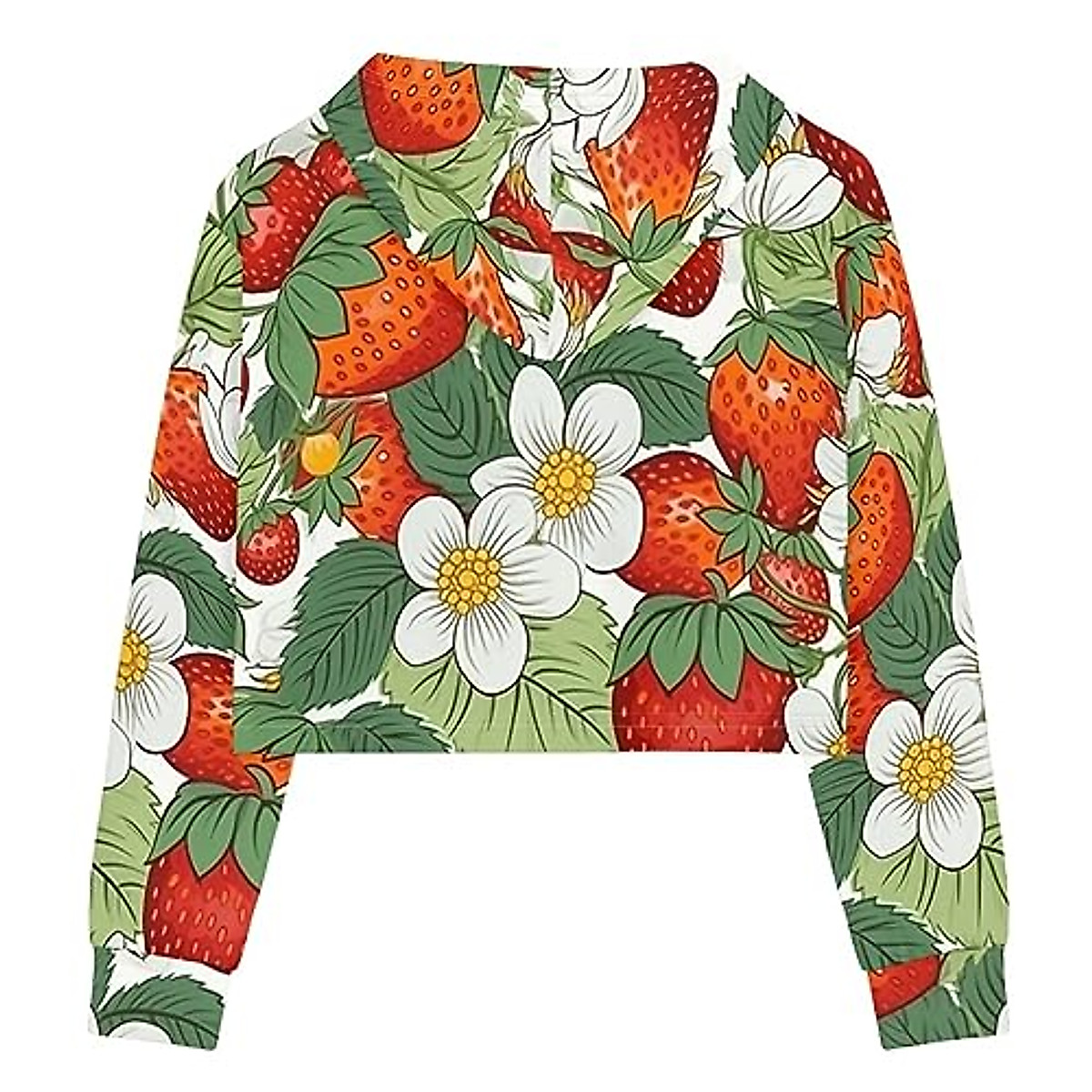 Modysero Cute Pattern Comfortable Long Sleeve Fall Winter Sweatshirt for Teens Cute Strawberry Floral Short Hoodie for Little Big Girls School Party Holiday Casual Size 7-8