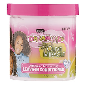 African Pride Dream Kids Olive Miracle Detangling Moisturizing Leave-In Conditioner - Contains Olive Oil, Moisturizes & Nourishes Coils & Hair Curls, 15 Oz