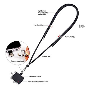 Tmate Phone Lanyard for Around The Neck, Universal Crossbody Patch Phone Lanyards, Adjustable Strap Key Chain Holder for Cell Phone Hands Free Leash for Women Men iPhone Android Case Accessory Charm