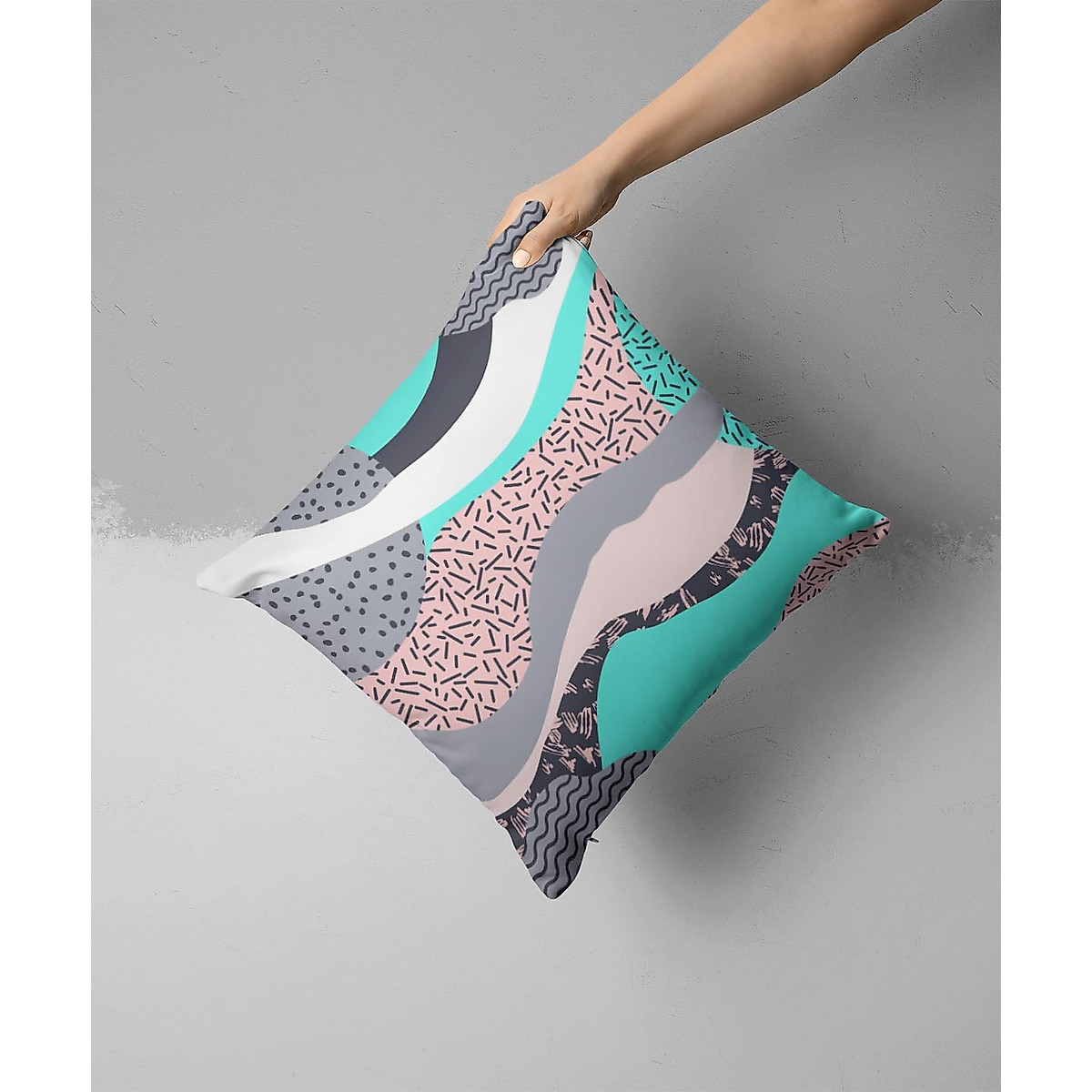 iiRov Summer Design Ink-Fuzed Decorative Throw Pillow - Retro Summer Mint and Coral