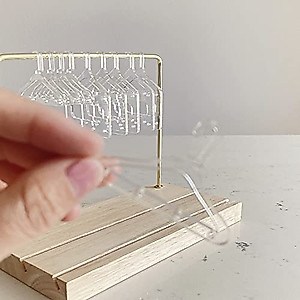 lemonadeus Unique Earring Hanger Rack Tabletop Jewelry Display Stand, Brass Metal Hanging Jewelry Towers clothing Rack Earring Holder with Rings Holder Wood Base
