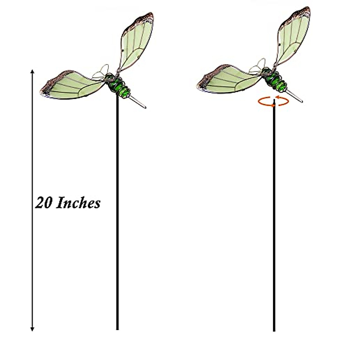 Juegoal 20 Inch Butterfly Garden Stakes Decor, Dragonfly Stakes, Hummingbird Glow in Dark Metal Yard Art for Mom, Mothers Day Ideal Gifts, Indoor Outdoor Lawn Pathway Patio Ornaments, Set of 3