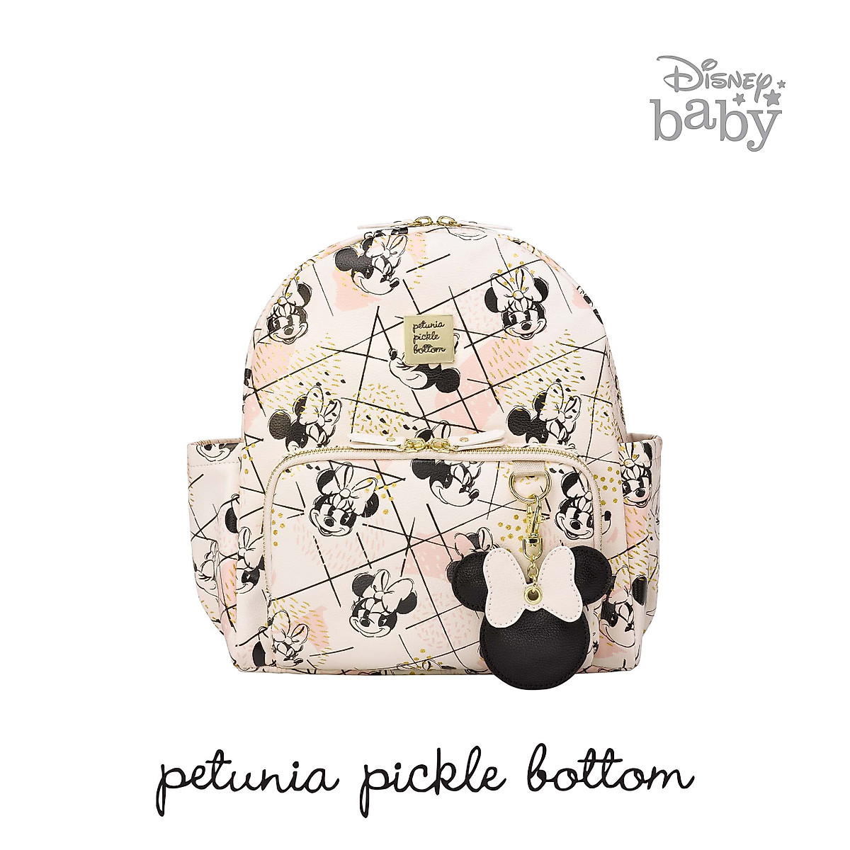 Petunia Pickle Bottom Mini Backpack | Diaper Bag Backpack for Parents | Stylish Bag and Organizer | Compact Backpack for On The Go Moms and Dads | Shimmery Minnie Mouse