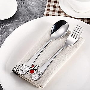 24 Pieces Kids Silverware Toddler Utensils Children's Safe Flatware Toddler Silverware Set 12 x Kids Forks 12 x Kids Spoons Stainless Steel Toddler Spoons and Toddler Forks (Silver)