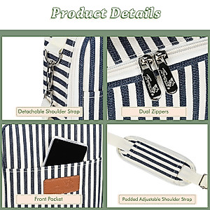 Tirrinia Insulated 2 Bottle Wine Gift Tote Bag - Wine Tumbler Glass Cooler Carrier for BYOB Restaurants, Wine Tasting, Travel, Park, Beach, Great Wine Lover Gift, Blue Stripe