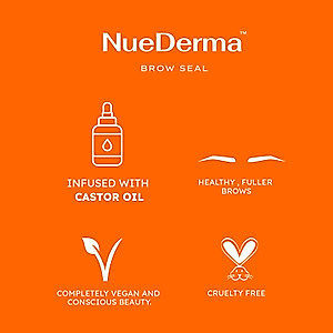 NueDerma - Brow Seal with Castor Oil - Clear Eyebrow Gel, Brow Wax, Waterproof Eyebrow Makeup, Brow Styling Wax for Feathered & Fluffy Brows - 1 OZ