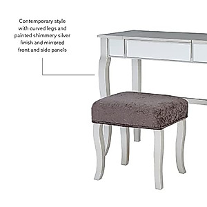 Linon Silver Harper Vanity Set, 32" W x 18" D x 46.75" H