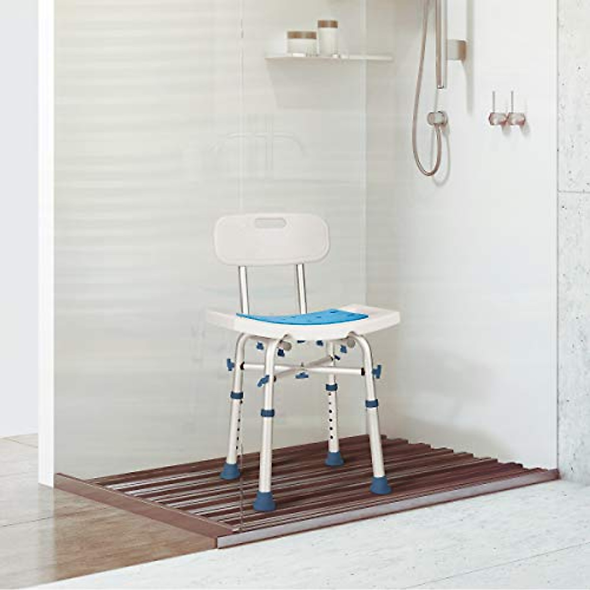 GreenChief Heavy Duty Shower Chair with Back 500 LBS - Shower Stool for Inside Shower, Small Bathtub Seat Padded EVA Cushion, Narrow Bath Seat Bench for Elderly, Handicap, Bariatric, Disabled