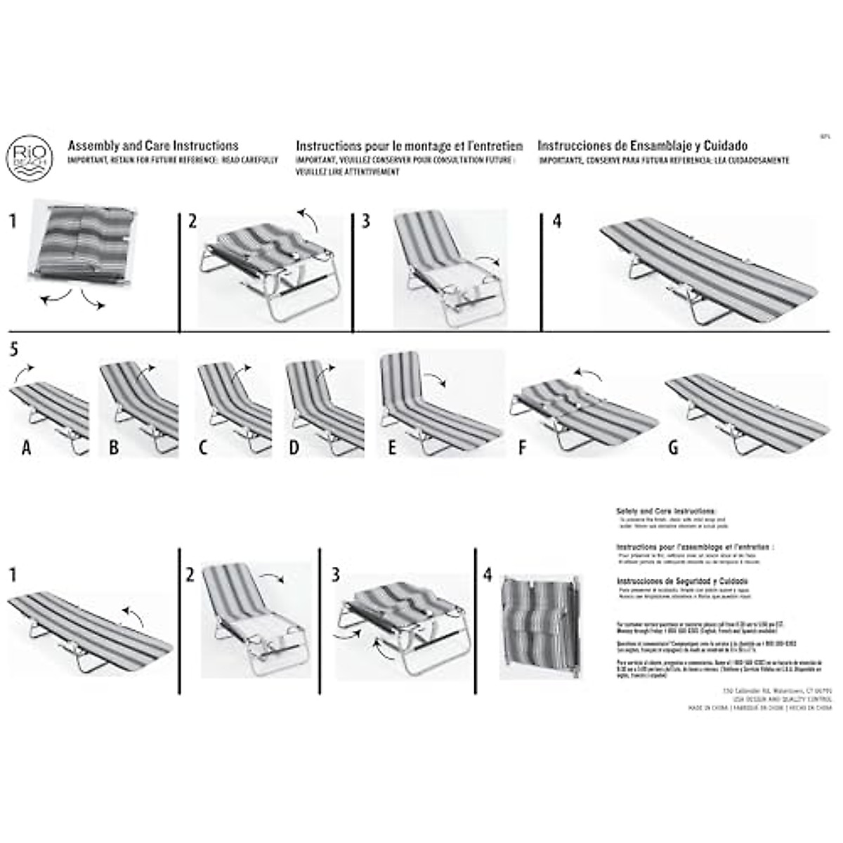 Rio Beach Portable Lay Flat Folding Backpack Beach Lounge Chair with Backpack Straps and Storage Pouch, Orange and Green