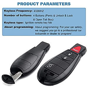 ECCPP Keyless Entry Remote for Chrysler 300 for Town & Country for Dodge for Journey for Charger for Grand Caravan for Jeep for Grand Cherokee 08-12-1pc