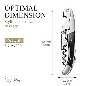 Jettory Wine Opener - Professional Waiters Corkscrew w/Foil Cutter, Beer Opener & Dual Hinge for Wine Bottle - Stainless Steel Wine Key for Servers, Bartenders and Home Use