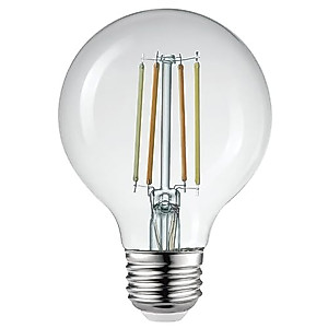 Globe Electric 34920 Wi-Fi Smart 5.5W (60W Equivalent) Straight Filament Tunable White Clear LED Light Bulb, No Hub Required, Voice Activated, 2000K - 5000K, Vintage Edison Style, G25 Shape, E26 Base
