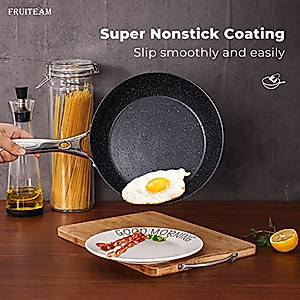 FRUITEAM Hammered Cookware 16-Piece Home Kitchen Ware Pots Pan Set with Non-stick Coating, Aluminum Induction Cooking Pots, Includes Fry Pans, Saucepans, Stock Pots, Rose