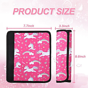 4 Pieces Kids Car Seat Belt Cover Safety Car Seat Belt Pad Cushion Shoulder Protector for Baby Boys Girls Children, Mermaid and Unicorn