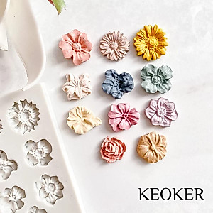 KEOKER Flower Polymer Clay Molds - 1 Pcs Polymer Clay Molds for Jewelry Making, Polymer Clay Molds for Polymer Clay Earrings Decoration (Medium Flower)