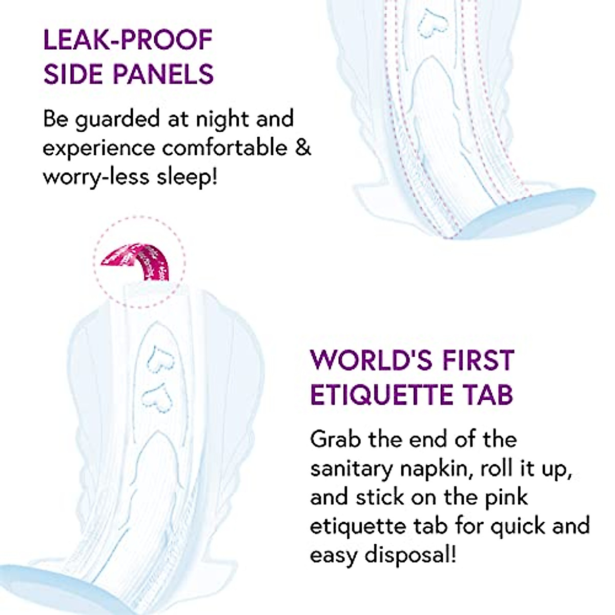 Sofy Organic Cotton Sanitary Pads for Women - Certified Overnight Napkins, Super Absorbent, Chemical Free, Unscented, Postpartum, Ultra Thin, Leak Protection (Overnight), 10 Count (Pack of 1)