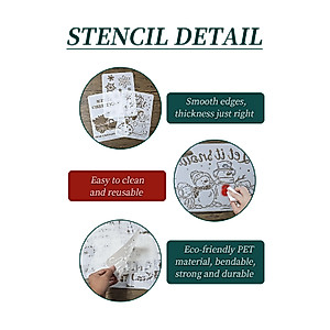 Christmas Stencils Reusable, 9Pcs Farmhouse Large Merry Christmas Stencils for Painting on Wood Winter Decor,8 X 11 Inch,Snowflake Chirstmas Tree Craft Stencils