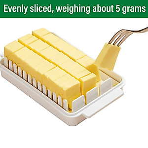 payanwin Butter Keeper, Butter Divider Storage Box Cheese Storage Butter Dish with Lid, No Mess Lid, Plastic, Dishwasher Safe (White)