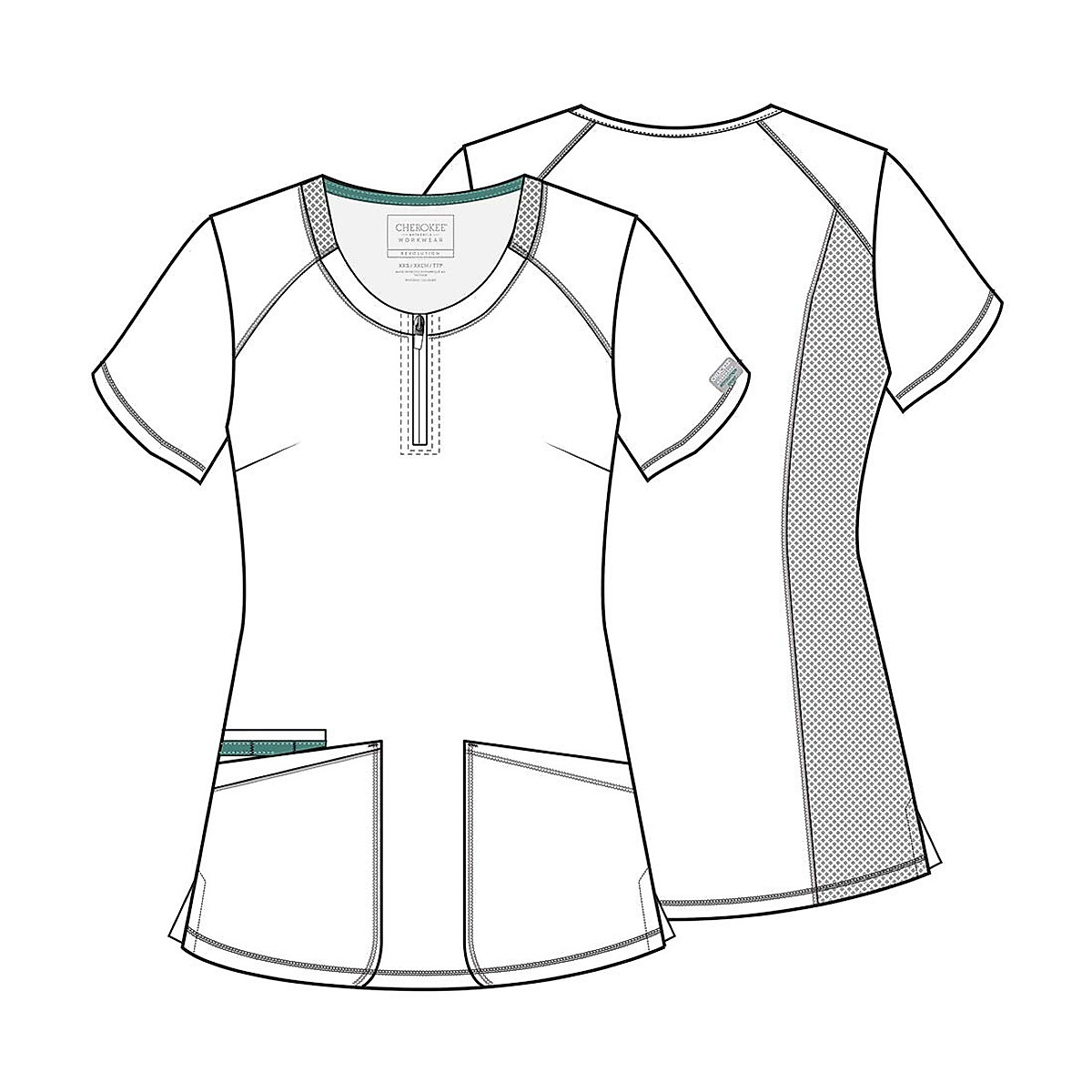 Cherokee Women Scrubs Top Workwear Revolution Round Neck Plus Size WW602, 5XL, Black