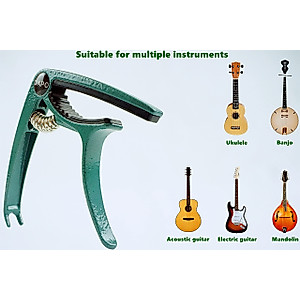 Yunshan Guitar Capo, Lightweight Zinc Alloy Capo for Acoustic and Electric Guitars, Bass, Mandolin, Banjo, Ukulele(Dark Green)