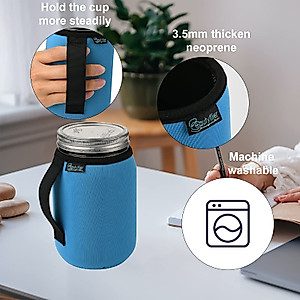 Beautyflier 32oz Regular Mouth Mason Jar Neoprene Sleeve, Mason Jar Drinking Glasses Neoprene Cover, 32oz Wide Mouth Insulators Sleeve with Handle, Sleeve Only
