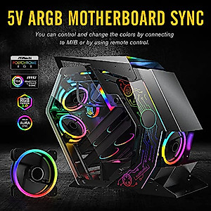 EZDIY-FAB RGB Dual Ring 120mm Case Fans,5V Motherboard Sync,Speed Adjustable,RGB Sync Fan with 10-Port Fan Hub X and Remote-5 Pack
