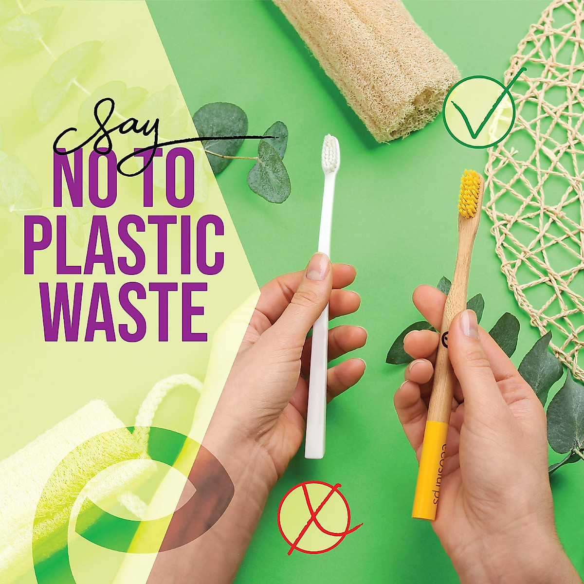 EcoSlurps 12 Bamboo Toothbrushes Multipack - One Years Supply of Bamboo Toothbrush - Bulk Biodegradable toothbrushes (12 Adult Medium, Multi-Colored)