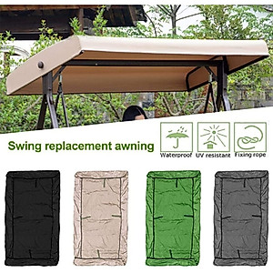 Patio Swing Canopy Replacement Top Cover, Replacement Canopy for Swing Seat, Patio Hammock Swing Chair Top Cover for Garden Outdoor Patio, 191x120x18/23cm, Beige