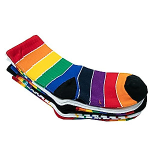 5 Pack Kids Toddler Big Little Girls Cotton Crew Socks Rainbow Stripes Cute Fun Socks