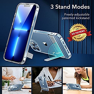 ESR Metal Kickstand Case Compatible with iPhone 13 Pro Case, Patented Three-Way Stand, Reinforced Drop Protection, Slim Flexible Back Cover, Clear