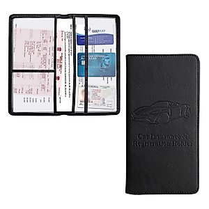 Kewucn Car Registration and Insurance Holder, Leather Auto Glove Box Organizer with Magnetic Shut, Vehicle Compartment Accessories Case for Cards, Driver License & Essential Documents