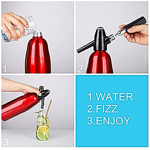 LANGSHI Soda Siphon Silver, Portable Seltzer Water Maker Soda Siphon for Home Club, 1 Liter Soda Maker Machine Sparkling Water Maker, Use 8 gram CO2 Cartridges