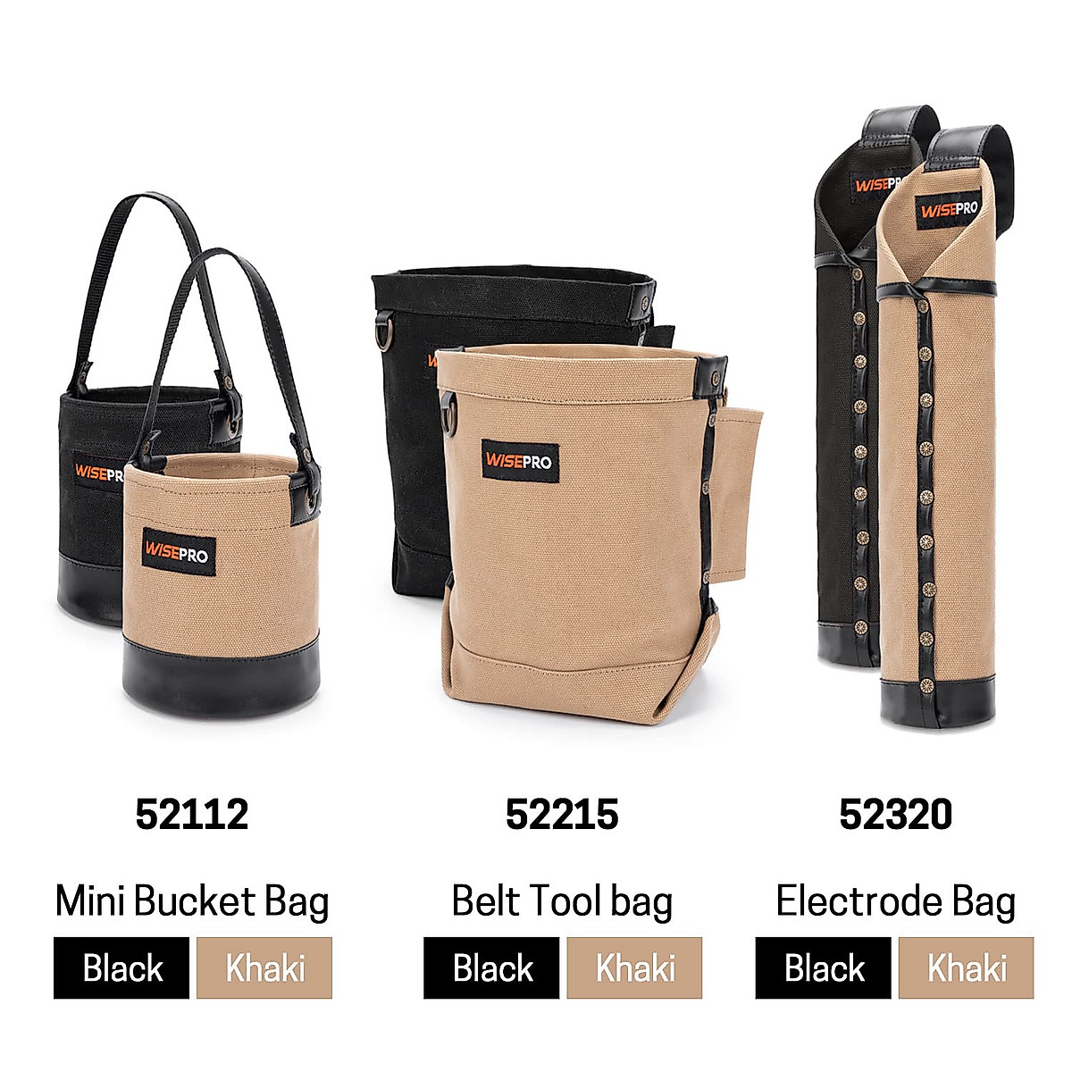 WISEPRO Flame-Resistant Electrode Bag,Canvas Welding Rod Pouch,Leather Electrode Holder with Belt Loops and Rivets Reinforced,14.5 * 2.5 * 2.5 Inch